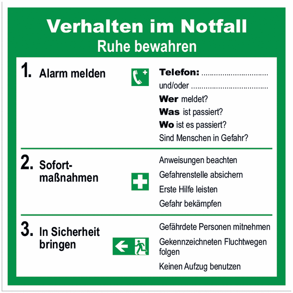 Verhalten im Notfall – Betriebsaushänge, Brandschutz online kaufen | SETON