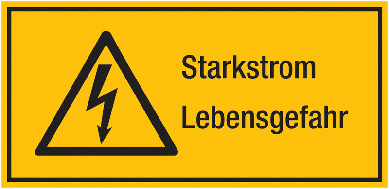 Starkstrom Lebensgefahr - Warnsymbol-Kombi-Etiketten, Elektrotechnik ...