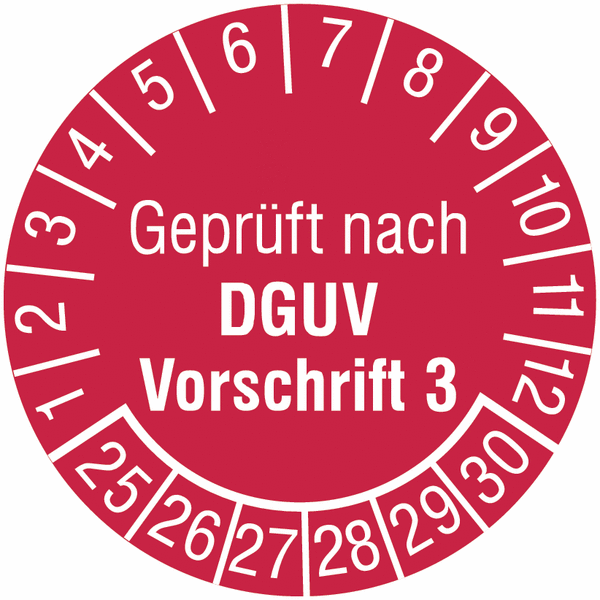 Geprüft nach DGUV Vorschrift 3 - DGUV Prüfplaketten mit Sicherheitsstanzung | SETON