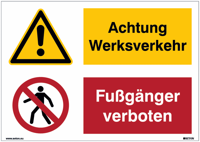 Achtung Werksverkehr, Fußgänger verboten - Schild | SETON