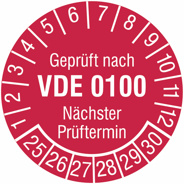 Geprüft nach VDE 0100 - Prüfplaketten, fälschungssicher, auf Bogen | SETON
