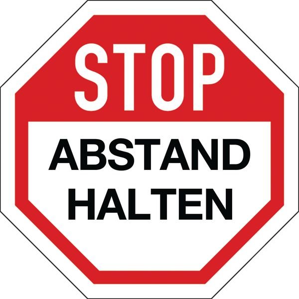 Hinweisschild "STOP ABSTAND HALTEN", achteckig bestellen | SETON
