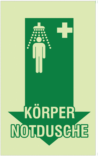 Körpernotdusche - Rettungszeichen-Deckendreiecke mit Text für Erste ...
