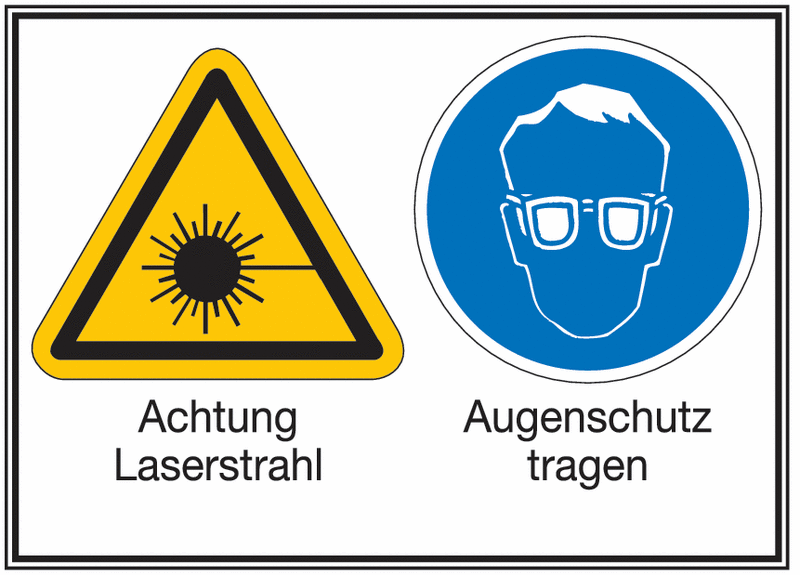 Laserstrahl/Augenschutz tragen - Mehr-Symbolschilder | SETON