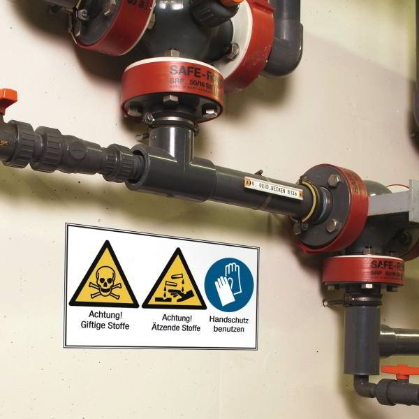 Mehrsymbol-Schilder 3 Symbolen und individuell, DIN 4844-2001 | SETON