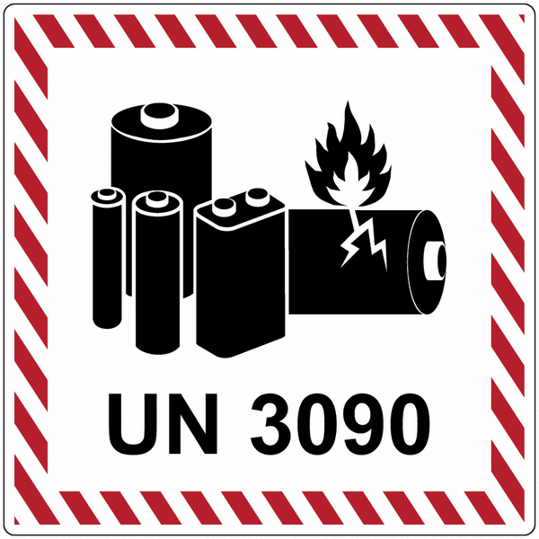 Verpackungskennzeichen für Lithium-Metallbatterien auf Rolle, UN 3090 ...