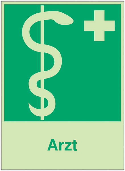 Arzt - Kombi-Schilder, langnachleuchtend, BGV A8, DIN 4844 online kaufen | SETON