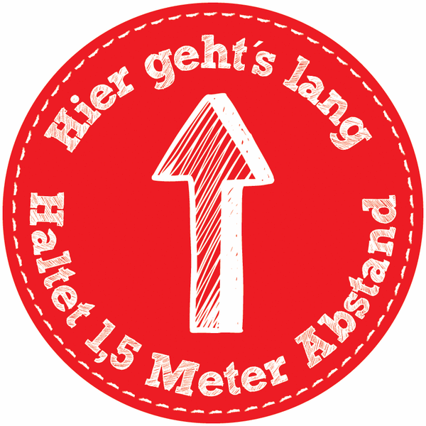 Hier geht´s lang - Haltet 1,5 Meter Abstand - SetonWalk Bodenmarkierung ...