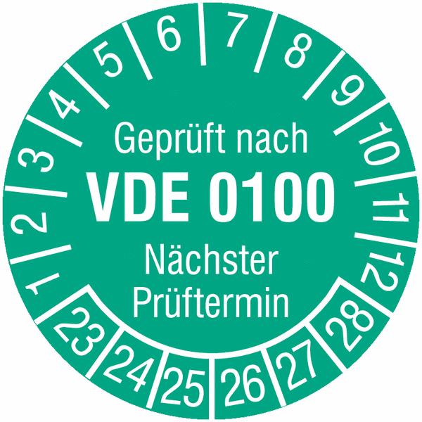 Geprüft nach VDE 0100 - Prüfplaketten, fälschungssicher, auf Bogen | SETON