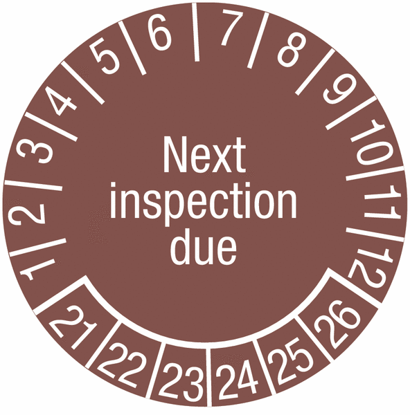 Next inspection due - Prüfplaketten, englisch, fälschungssicher | SETON