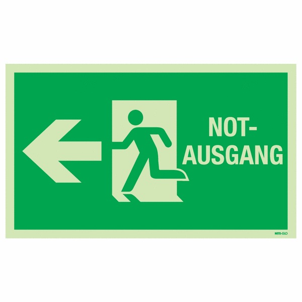 Notausgang links - Fluchtweg-Bodenmarkierung, rechteckig ...