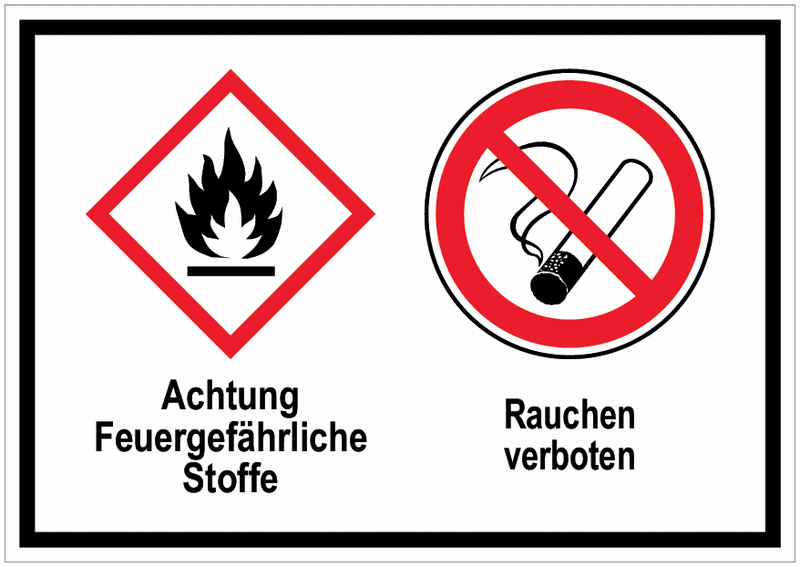Flamme / Rauchen verboten - Mehrsymbolschilder mit 2 Symbolen nach ASR ...
