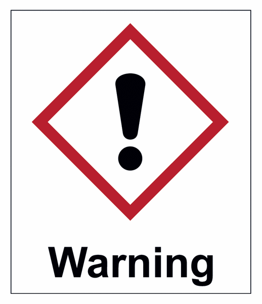 Achtung - Etiketten mit GHS/CLP-Symbol und Gefährlichkeitsmerkmal ...