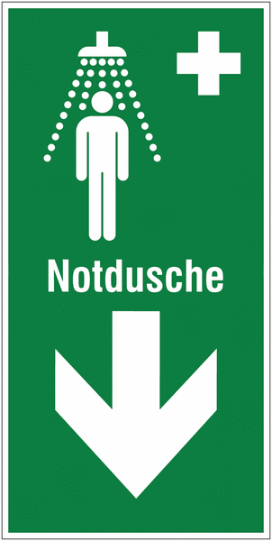 Notdusche - Erste-Hilfe-Kombischilder mit Richtungshinweis | SETON