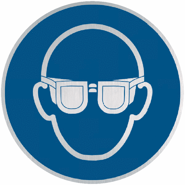 Augenschutz benutzen - Symbolschilder in gebürsteter Alu-Optik, DIN EN ...