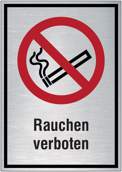 Rauchen verboten - Kombischilder in Alu-Optik, DIN EN ISO 7010 | SETON