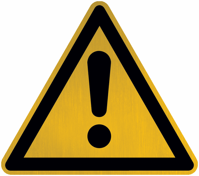 Allgemeines Warnzeichen - Symbolschilder in gebürsteter Alu-Optik, DIN ...