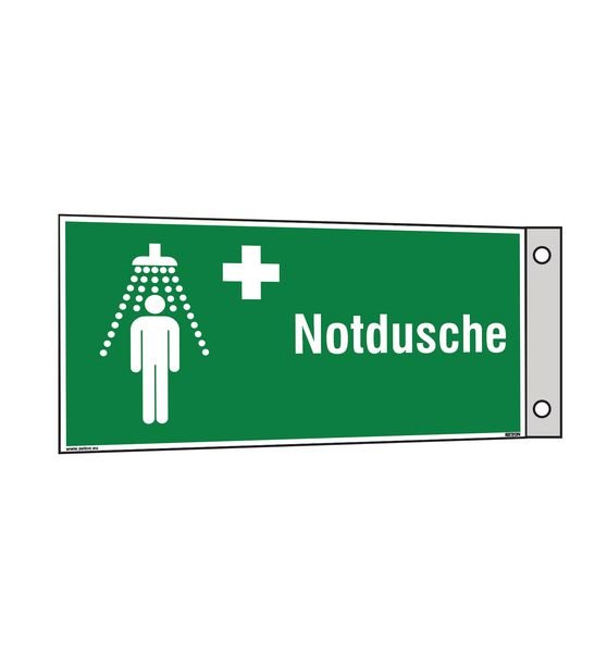 Notdusche - Erste-Hilfe-Fahnen-, Decken- und Winkelschilder, DIN EN ISO ...