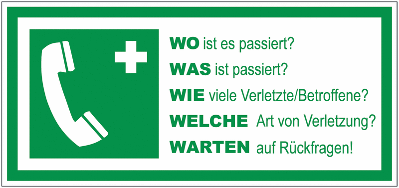 Erste-Hilfe-Aushänge "5 W-Fragen-Notfall" online kaufen | SETON