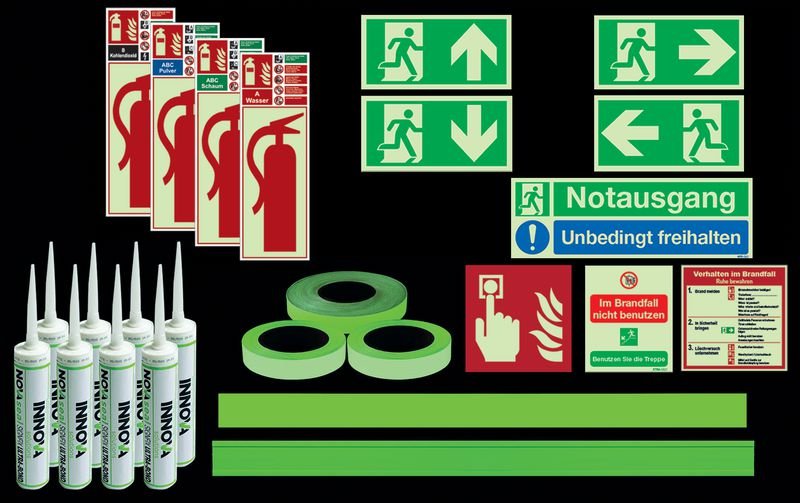 Standard Fluchtwegkennzeichnug Set für Treppen, langnachleuchtend, ASR ...