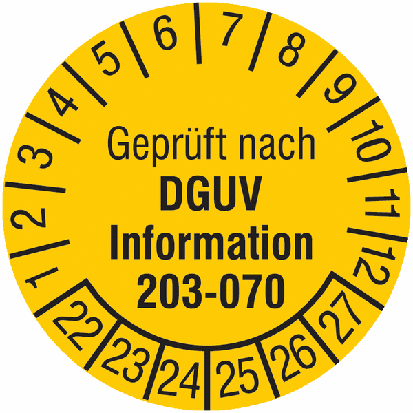 Geprüft nach DGUV Information 203-070 - Prüfplaketten nach DGUV, wiederablösbar, auf Karte | SETON