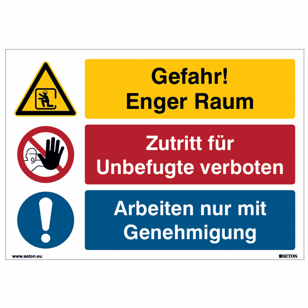 Schild kaufen - Zutrittsbeschränkt gefährlich enger Raum | SETON