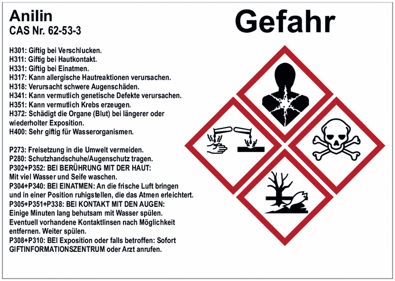 Anilin - Gefahrstoffetiketten zur internen Verwendung, GHS/CLP online kaufen | SETON