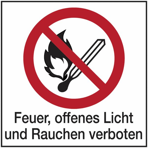 Feuer, offenes Licht und Rauchen verboten - Hinweisschilder Public ...