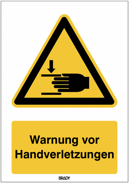 Kombi-warnschild "Warnung vor Handverletzungen" kaufen | SETON
