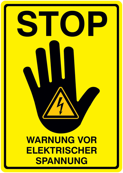 Warnung vor elektrischer Spannung - STOP-Kombischilder, Symbol nach ASR ...
