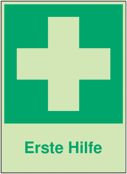 Erste Hilfe - Kombi-Schilder, langnachleuchtend, BGV A8, DIN 4844 online kaufen | SETON