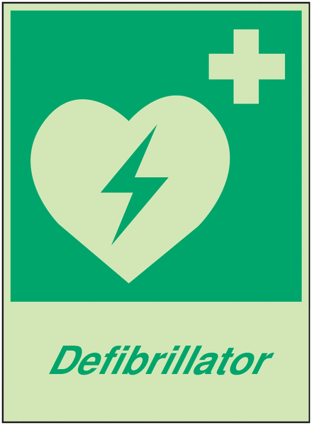 Defibrillator - Kombi-Schilder, langnachleuchtend, BGV A8, DIN 4844 online kaufen | SETON