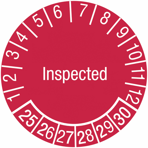 Inspected - Prüfplaketten, englisch, fälschungssicher online kaufen | SETON
