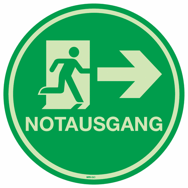 Notausgang rechts - Fluchtweg-Bodenmarkierung, rund, langnachleuchtend ...