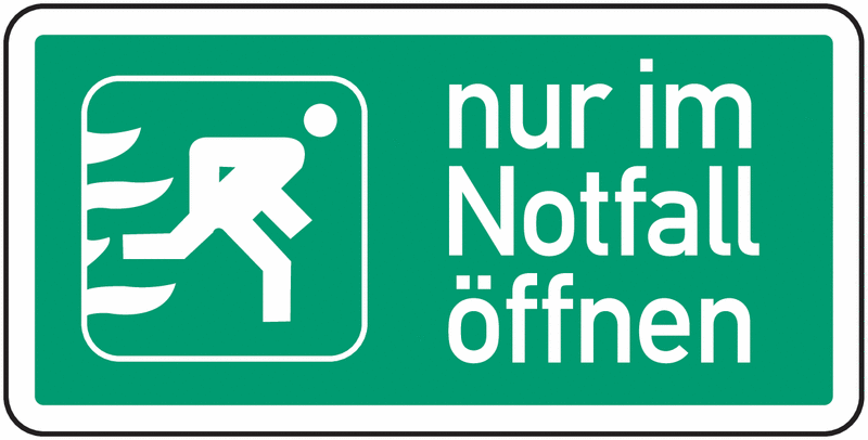 Nur im Notfall öffnen - Rettungszeichen, waagerecht, praxiserprobt online kaufen | SETON