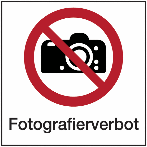 Fotografierverbot - Hinweisschilder Public, Symbole mit Text online ...