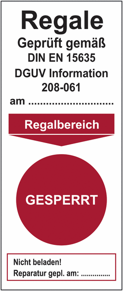 Gesperrt - Prüfungsstand Regale, Grundplakette online kaufen | SETON