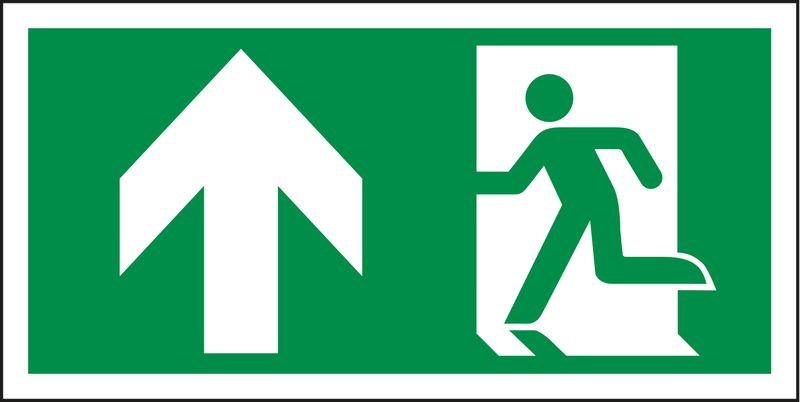 Notausgang links oben - RE-Move Fluchtweg-Kombischilder, klebend und ...