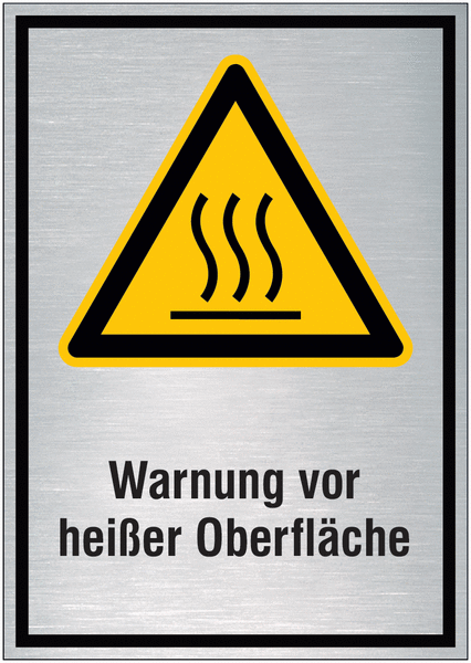 Warnung vor heißer Oberfläche - Kombischilder in Alu-Optik, DIN EN ISO ...