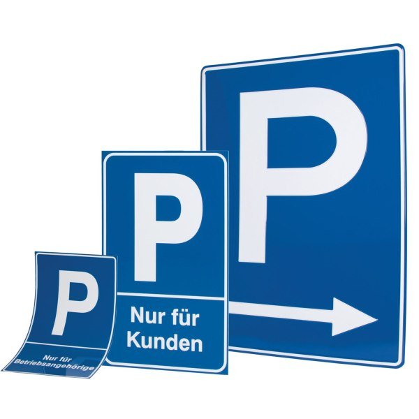 Parkschilder - Symbol "Parken", Text nach Wunsch, individuell | SETON