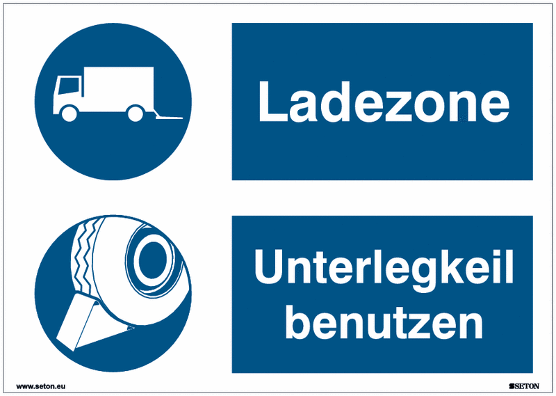 Schilder "Ladezone (LKW)/Unterlegkeil benutzen" kaufen | SETON