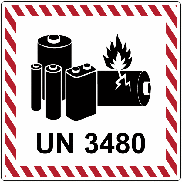 Verpackungskennzeichen für Lithium-Ionenbatterien auf Rolle, UN 3080 ...