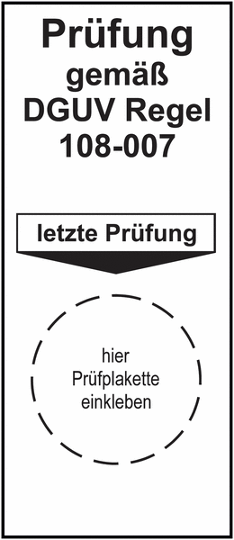 Grundplakette - Letzte Prüfung, DGUV Regel 107-108 | SETON