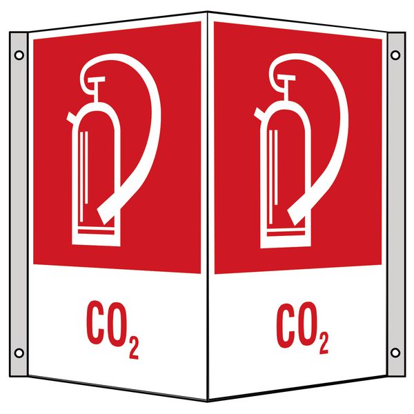 CO2 - Fahnen- und Winkel-Brandschutz-Kombi-Schilder, BGV A8, ASR A1.3 ...