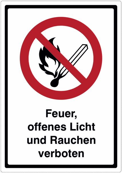 Keine offene Flamme - DuraPremium Verbotszeichen-Kombischilder ...