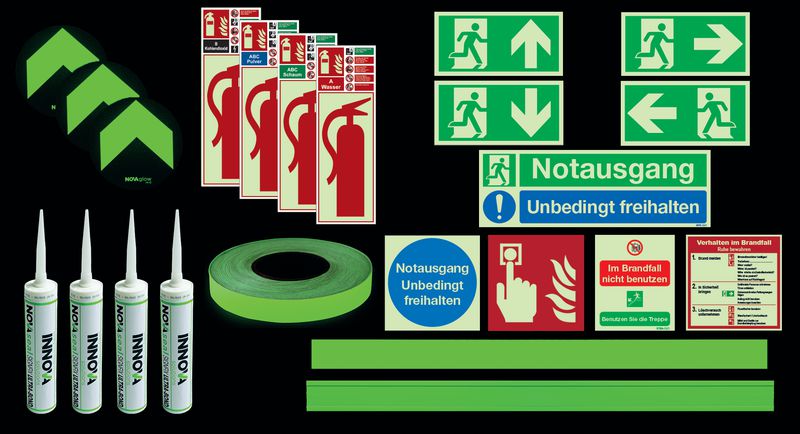 Standard Fluchtwegkennzeichnug Set, langnachleuchtend, ASR A3.4/3, ISO ...