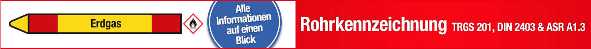 Rohrkennzeichnung nach DIN 2403, ASR A1.3, TRGS 201 | SETON