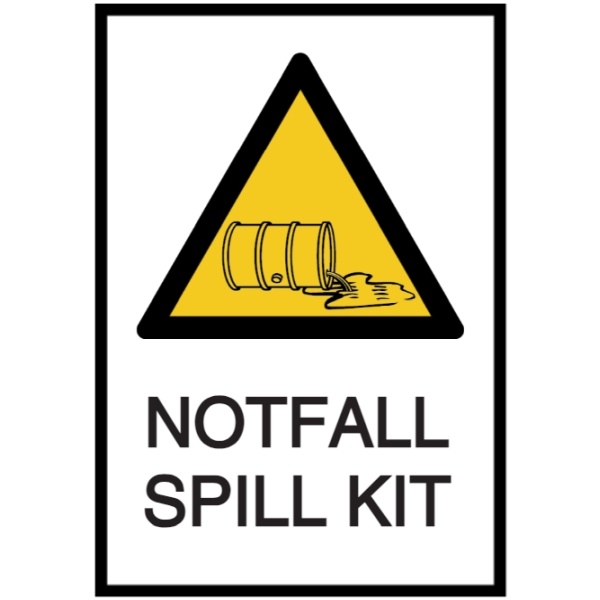 Schilder für Spill Kits, Chemikalien-Notfallsets und Bindemittel | SETON